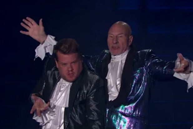 Patrick Stewart, James Corden Perform a Terrible '80s Magic Act on ...