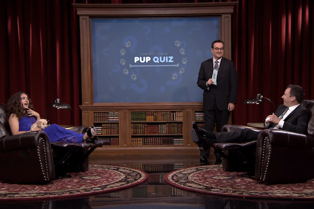 Jimmy Fallon, Salma Hayek Play Pup Quiz on 'Tonight Show' (Video) - TheWrap
