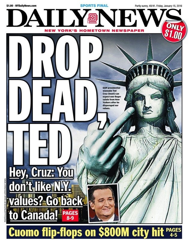 NY Daily News to Cruz: 'Drop Dead, Ted'