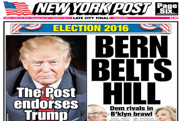 NY Post Endorses Donald Trump, But Says He Needs to Be 'More ...