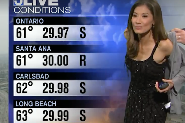 Meteorologist Liberte Chan Forced to Cover Little Black Dress During ...