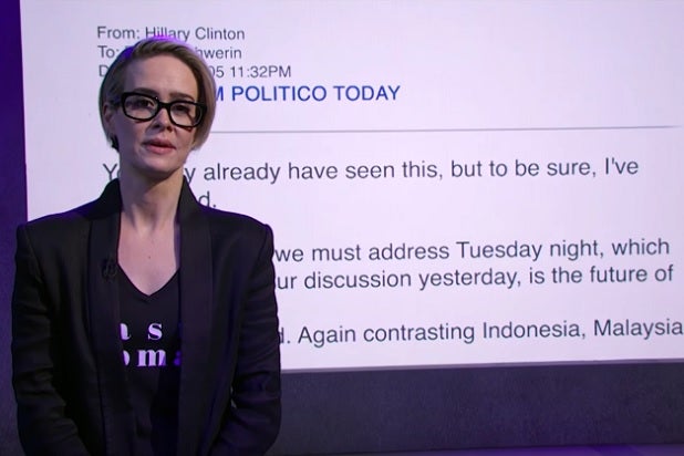 Sarah Paulson Turns Hillary Clinton Emails Into One-Woman Show on 'Full ...