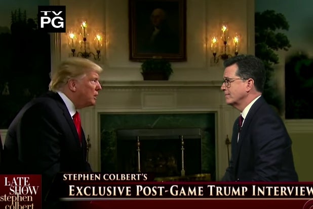 Colbert Gets Odd Answers Out of Donald Trump in Post-Super Bowl ...