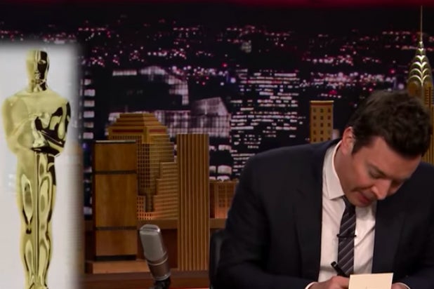 Jimmy Fallon Tweaks Oscar Statue, 'Shape of Water' in 'Thank You Notes'