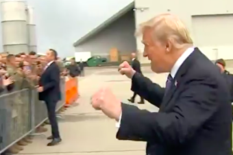 Trump Called Out for Fist-Pumping on Way to 9/11 Memorial in Pennsylvania