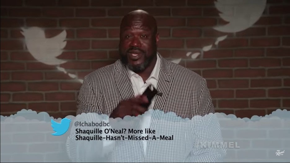 Shaq Shuts Fat-Shaming Down in NBA-Themed 'Mean Tweets' on Kimmel (Video)
