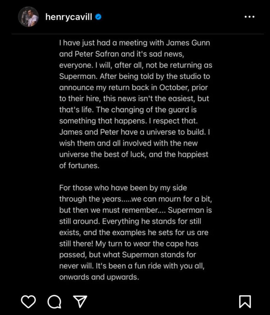 New DC Studios Chief James Gunn Is Writing the Next 'Superman' Script, Without Henry Cavill ...