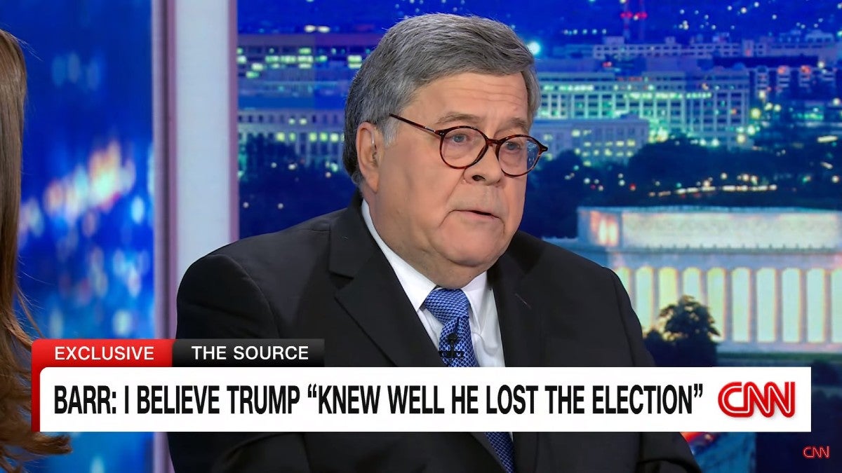 Bill Barr Rejects GOP Arguments Against Jan. 6 Trump Charges: 'It's a Legitimate Case' (Video)