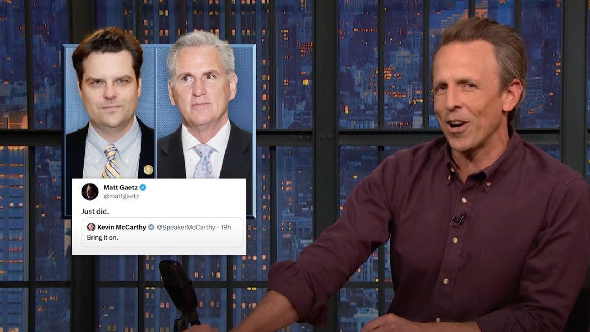 Meyers Mocks McCarthy's 'Bring It On' Bluster With Matt Gaetz: People ...