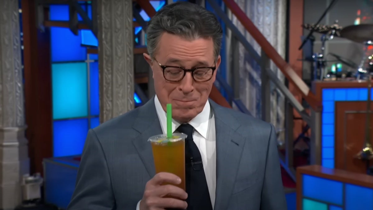 Stephen Colbert Gags While Trying Bubble Tea for the First Time on Air ...