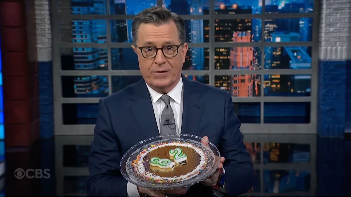 Stephen Colbert Blames Nancy Pelosi for No Biden Birthday Cake